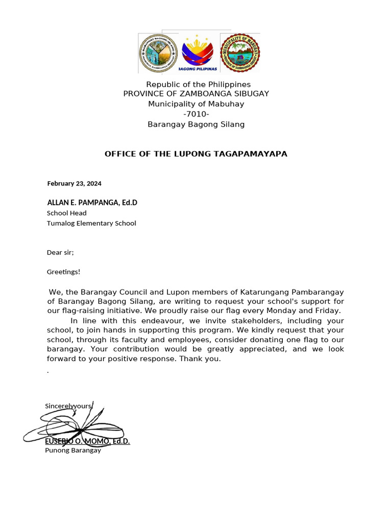 Support Request for Flag-Raising Program | PDF