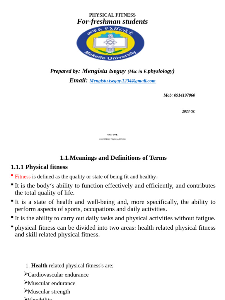 Physical Fitness .. Unit One | PDF | Physical Fitness | Aerobic Exercise