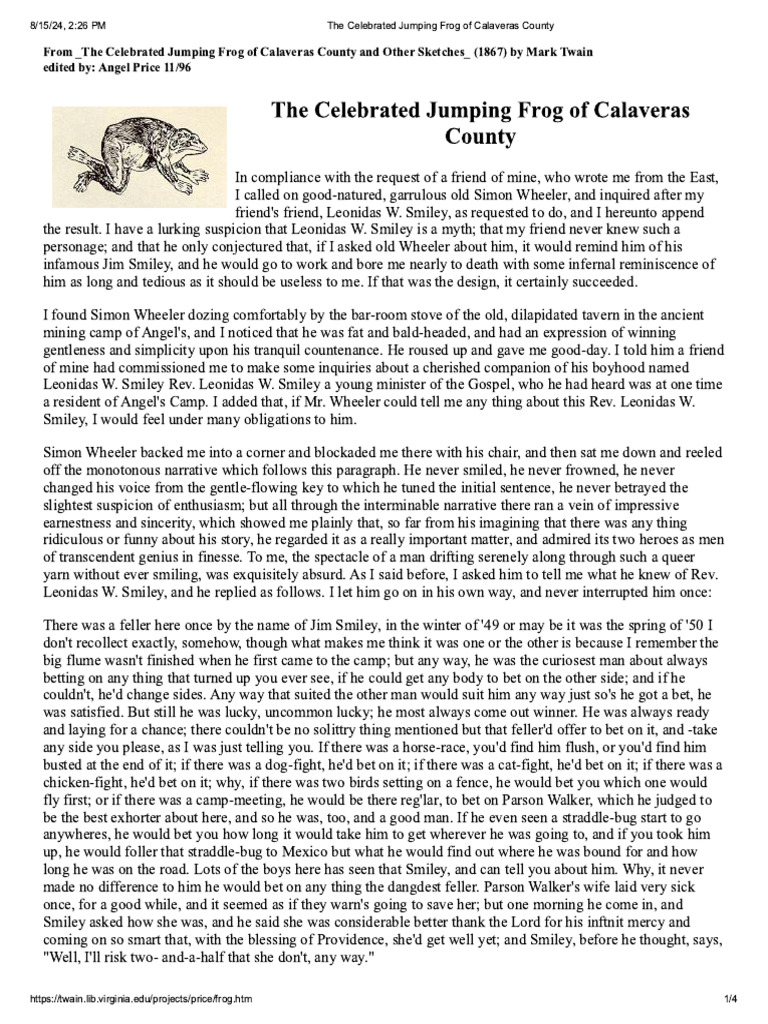 The-Celebrated-Jumping-Frog-of-Calaveras-County | PDF