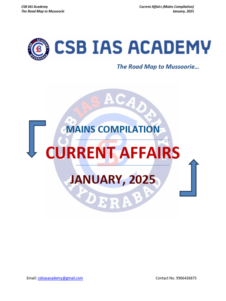 CSB IAS Mains Monthly Current Affairs Compilation January 2025 Final | PDF | Earthquakes | Plate ...