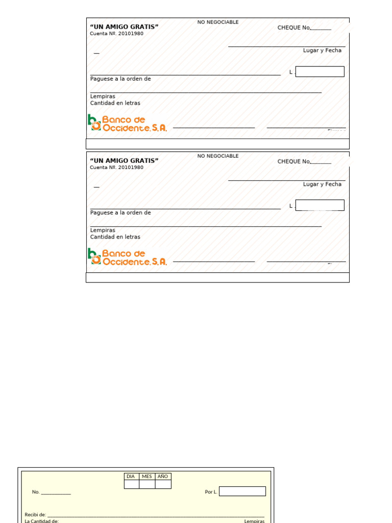 Formato de Cheque y Factura Lempiras | PDF