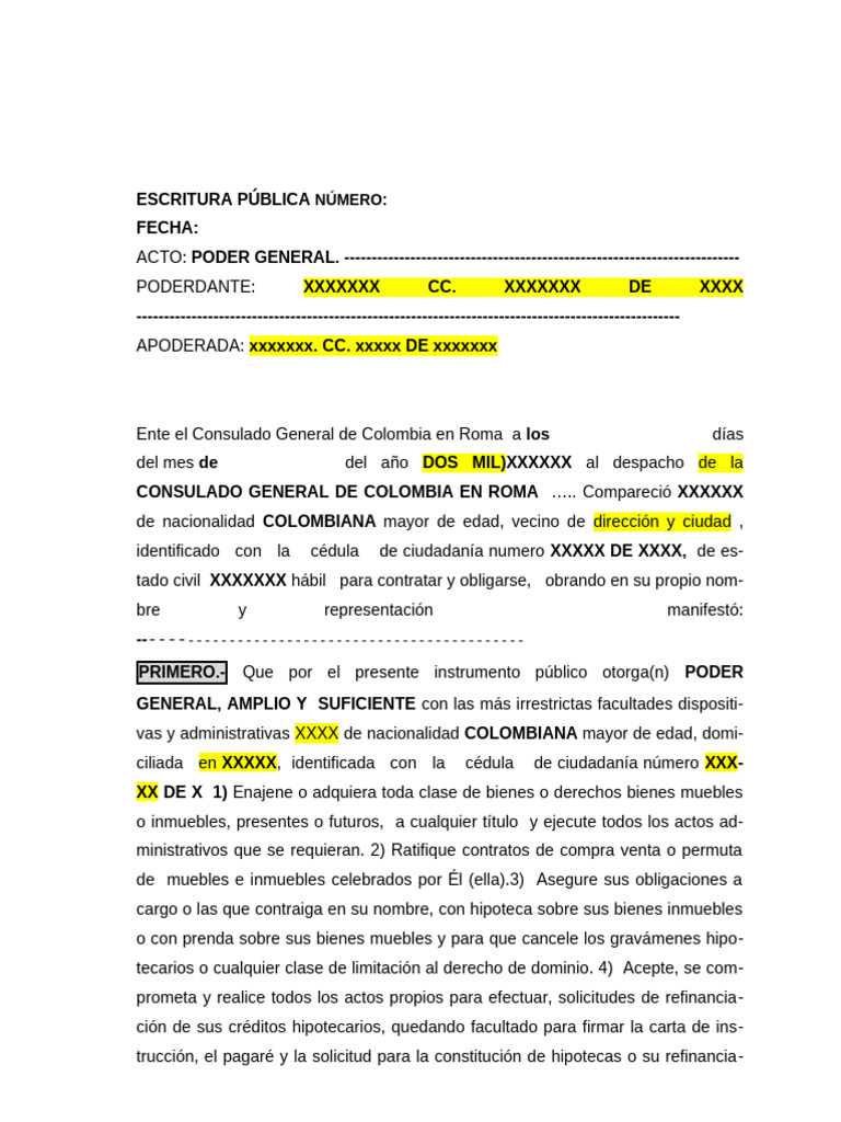 Modelo Poder General 2025 | PDF | Cheque | Sociedad de responsabilidad ...