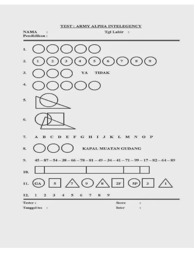 Army Alpha Test | PDF