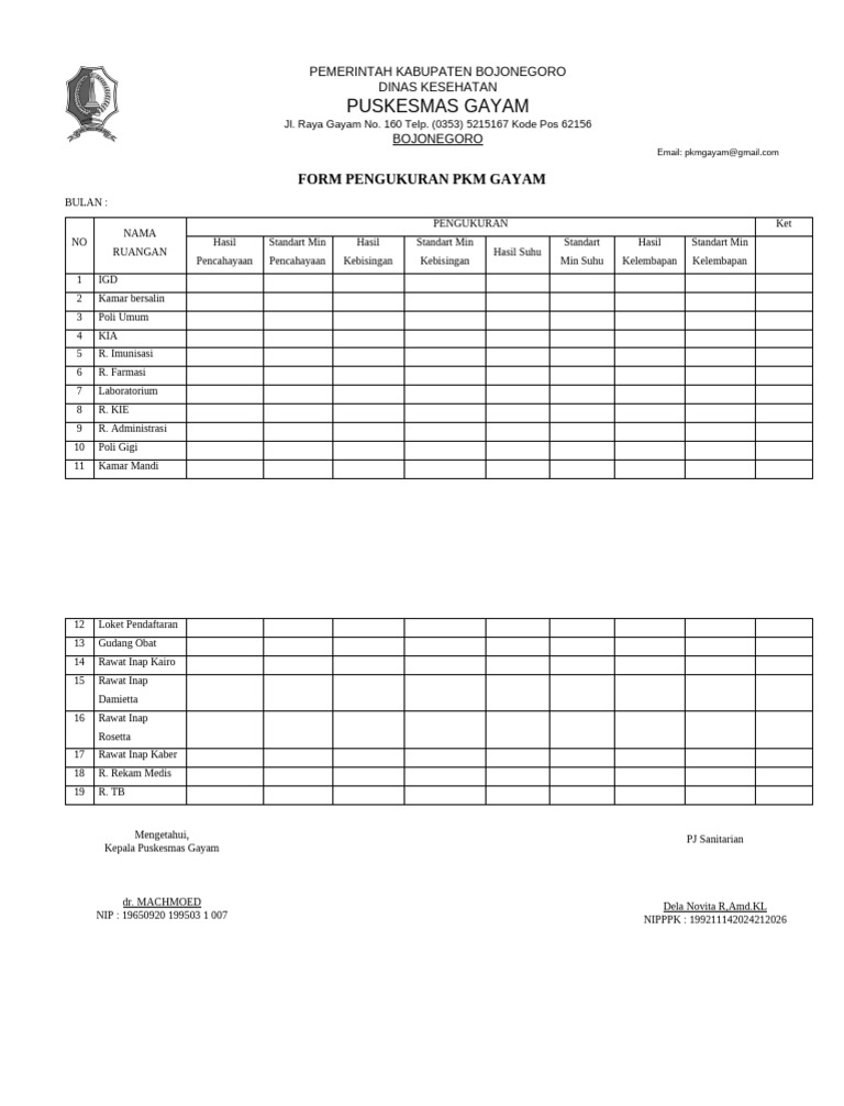 Form Pengukuran PKM Gayam | PDF