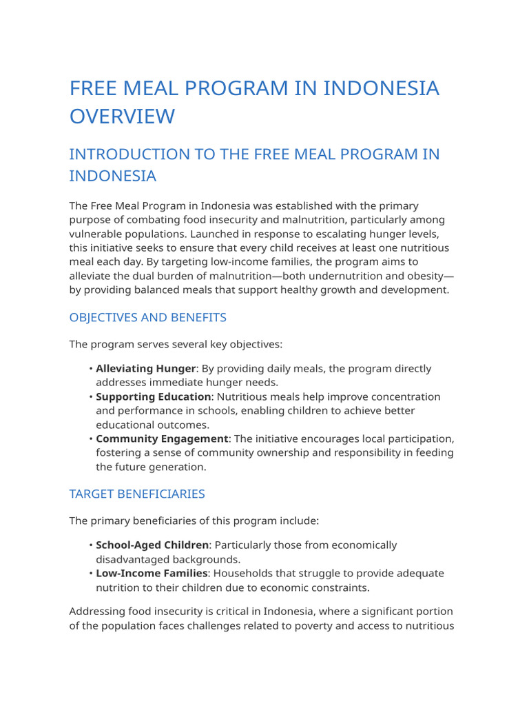 Free Meal Program Impact in Indonesia | PDF | Malnutrition | Human ...