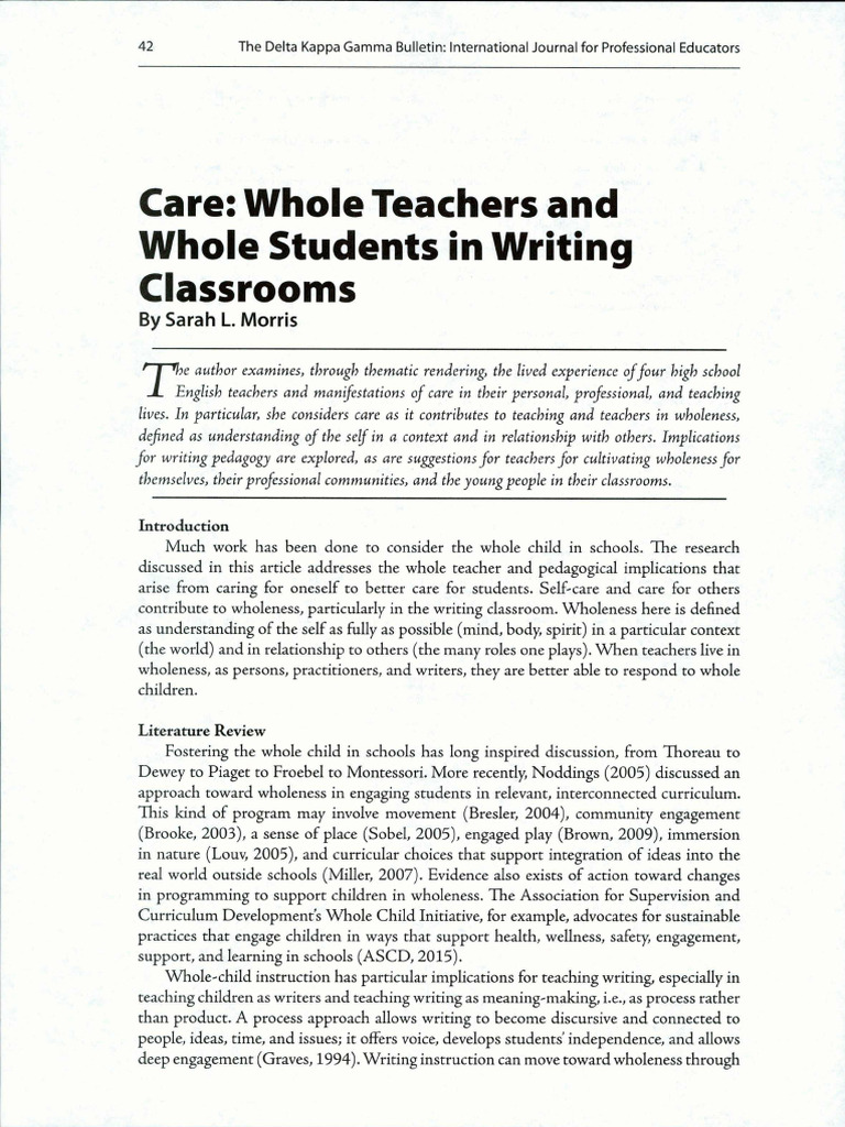 Morris self care writing classroom | PDF | Teachers | Cognition