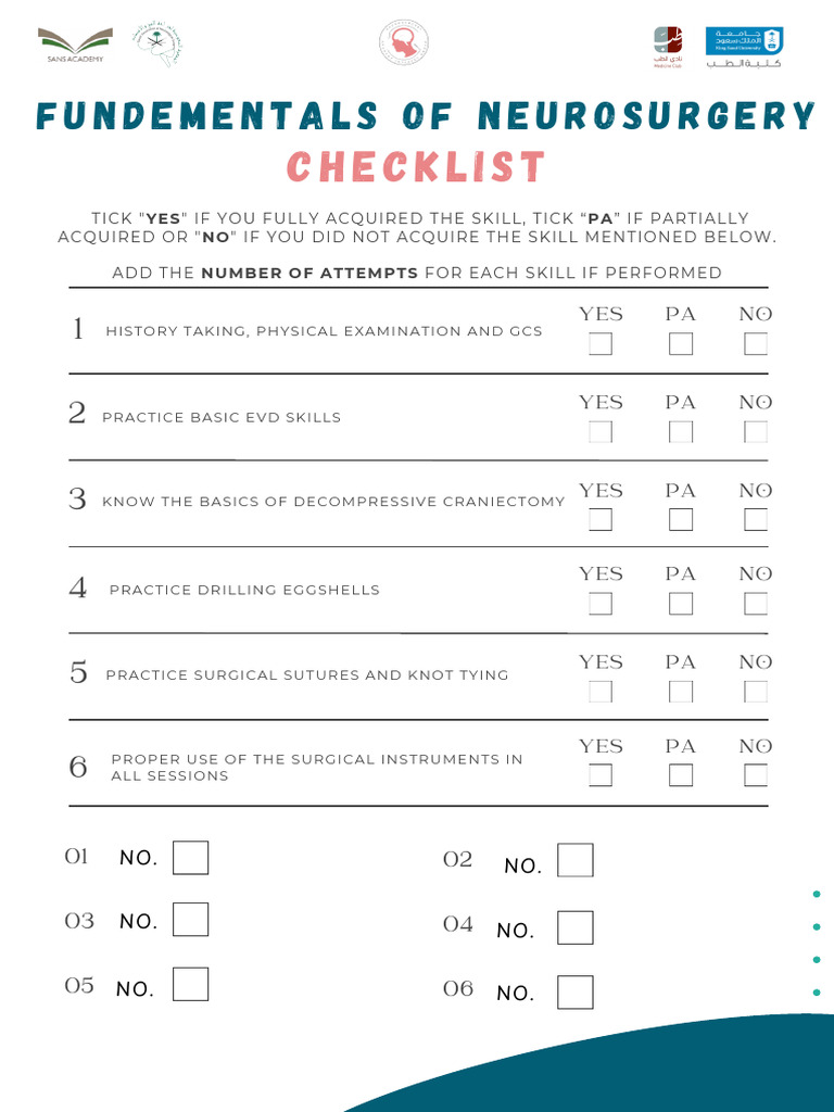 Neurosurgery Skills Acquisition Checklist | PDF