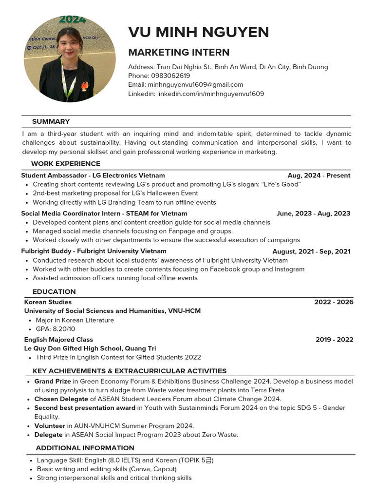 Vu Minh Nguyen - Marketing Intern CV | PDF
