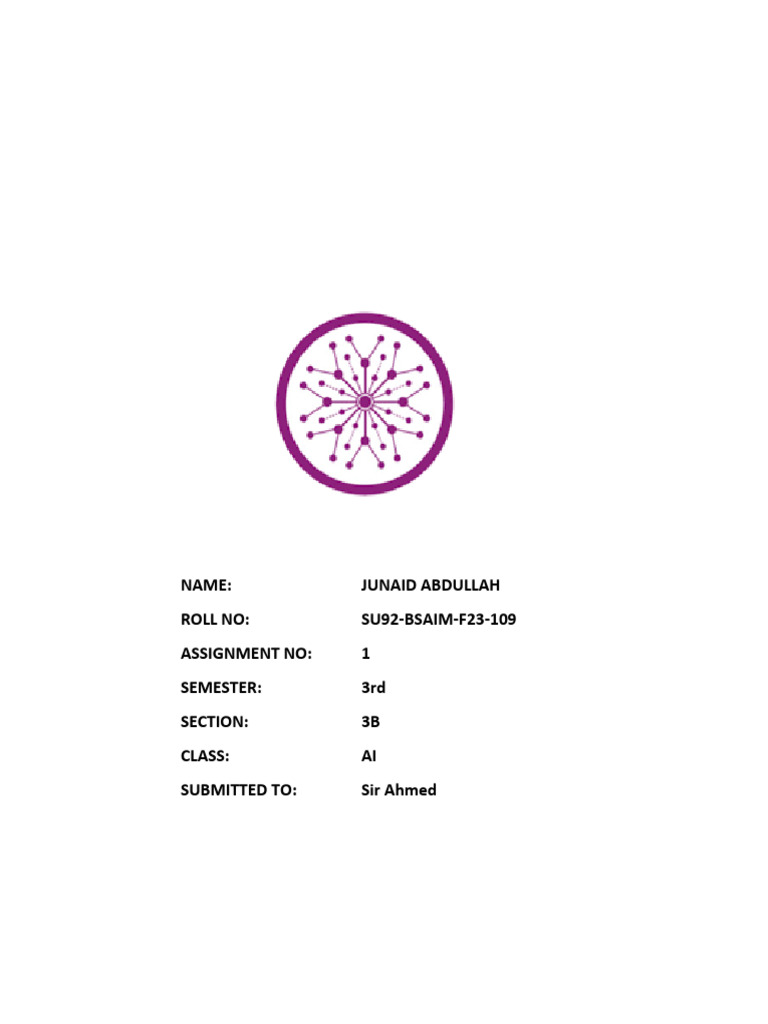 Junaid109, Assignment No1, BSAI (3B) | PDF