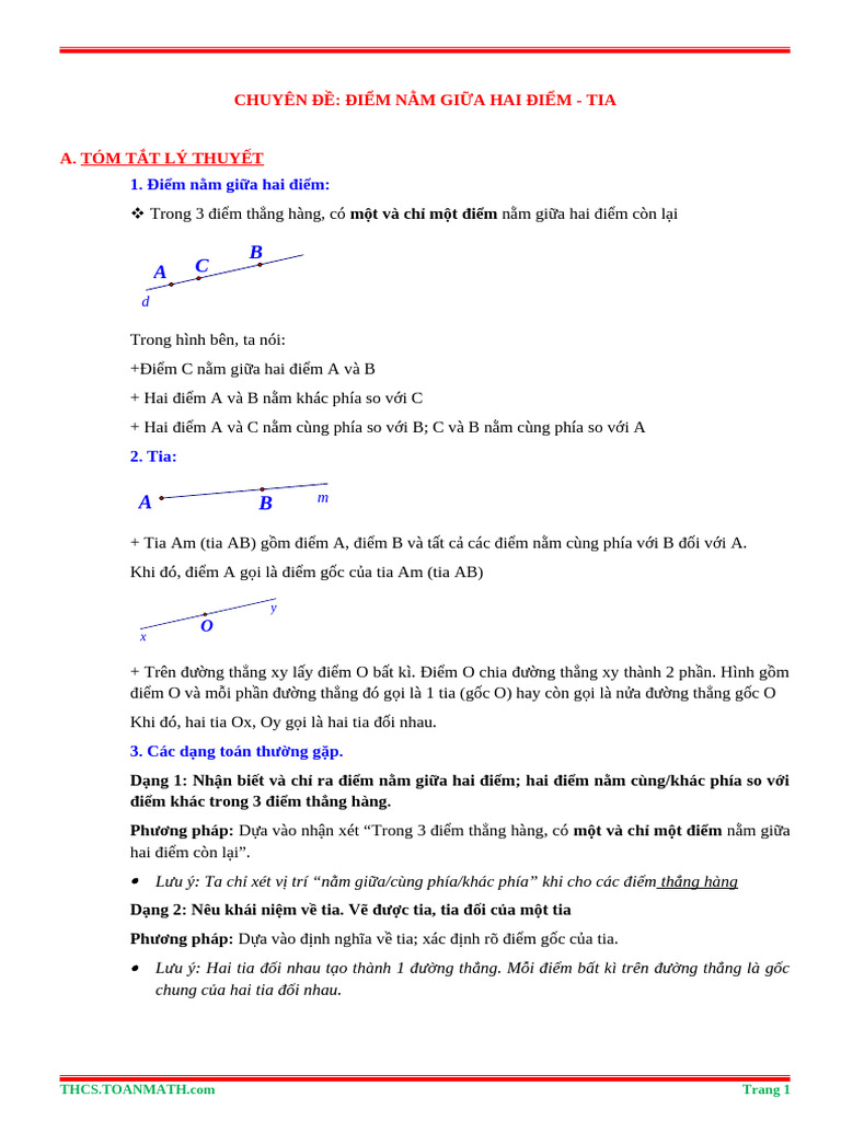 tom-tat-ly-thuyet-va-bai-tap-trac-nghiem-diem-nam-giua-hai-diem-tia | PDF