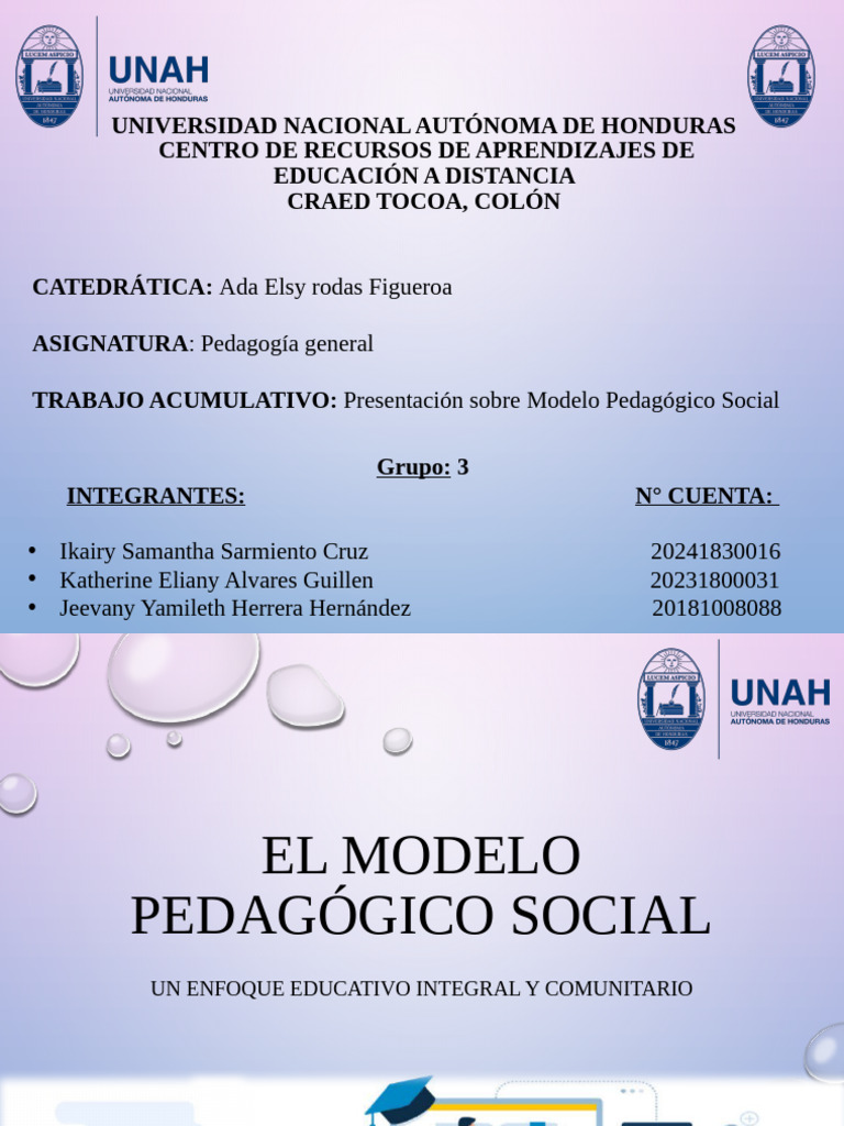 Modelo Pedagógico Social: Enfoque Integral | PDF | Enseñando | Pedagogía