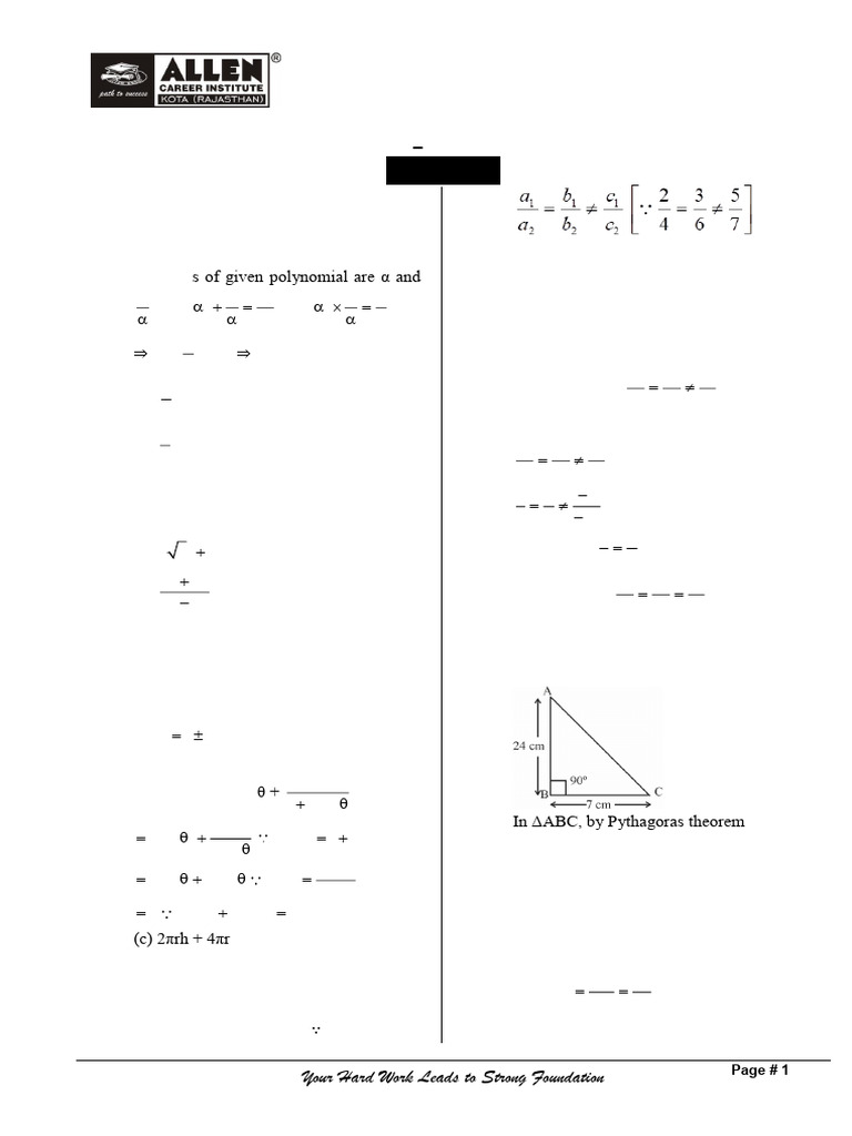 sample-paper-1-maths-sol | PDF | Numbers | Mathematical Objects