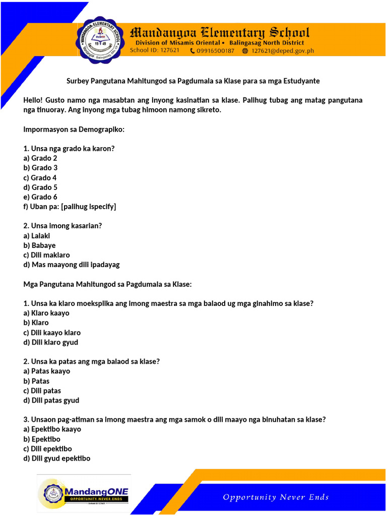 Survey Classroom Management | PDF | Teachers | Mentorship