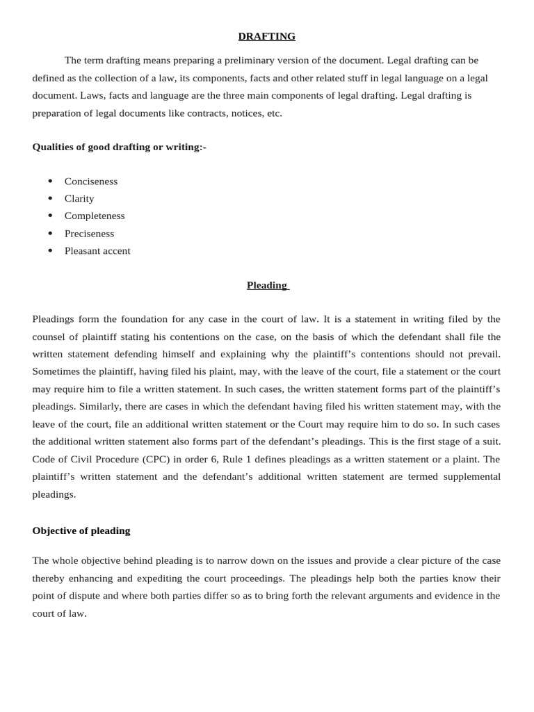 Legal Drafting and Pleadings Guide | PDF | Pleading | Lawsuit