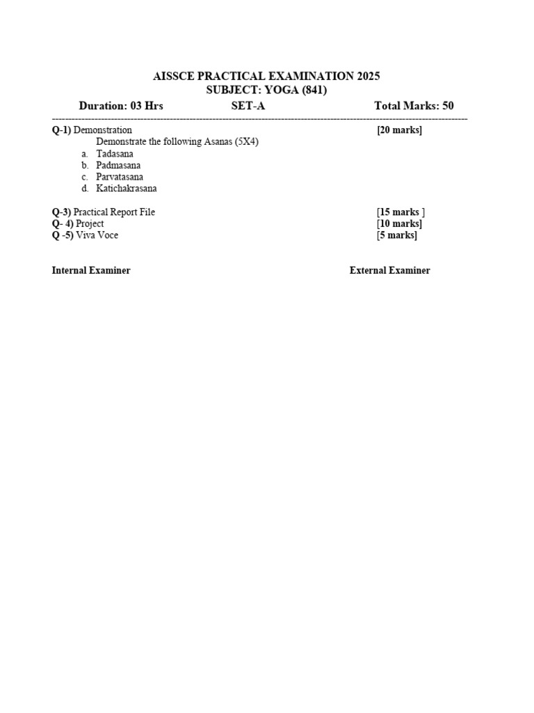 AISSCE 2025 Yoga Practical Exam Guide | PDF