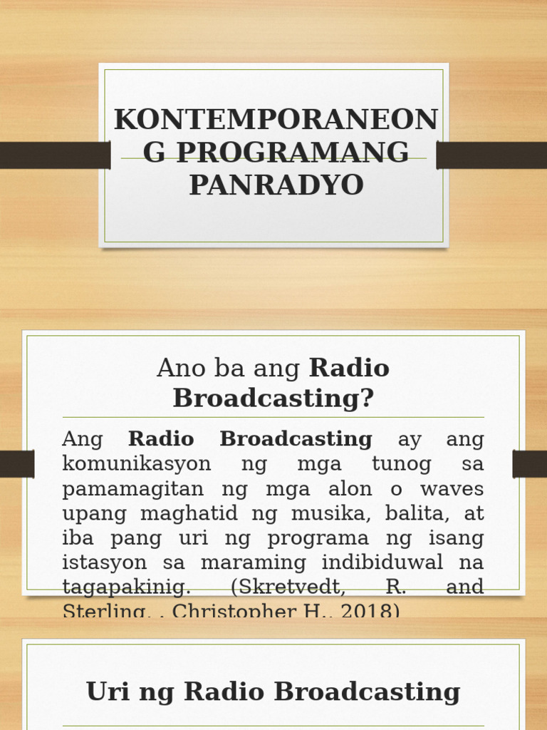 Kontemporanyeong Programang Panradyo | PDF