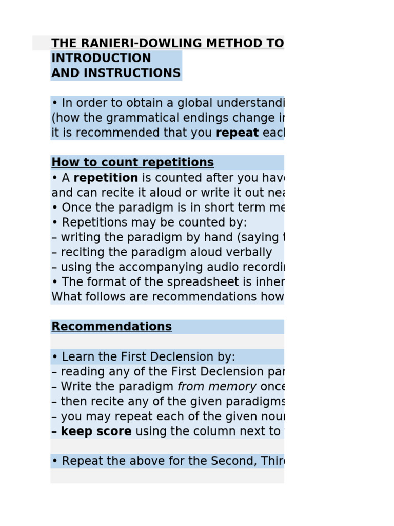 Ranieri-Dowling Latin Method Guide | PDF | Grammatical Gender | Verb