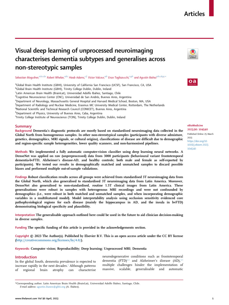 Visual Deep Learning of Unprocessed Neuroimaging Characterises Dementia ...