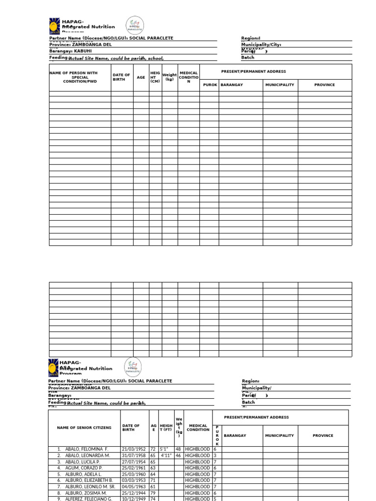 HAPAG-ASA-FORMS-COMPLETE | PDF | Mammals | Human Development