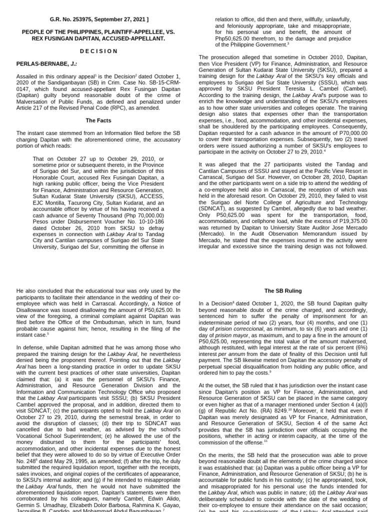 Malversation Case: Rex F. Dapitan | PDF | Fine (Penalty) | Crimes