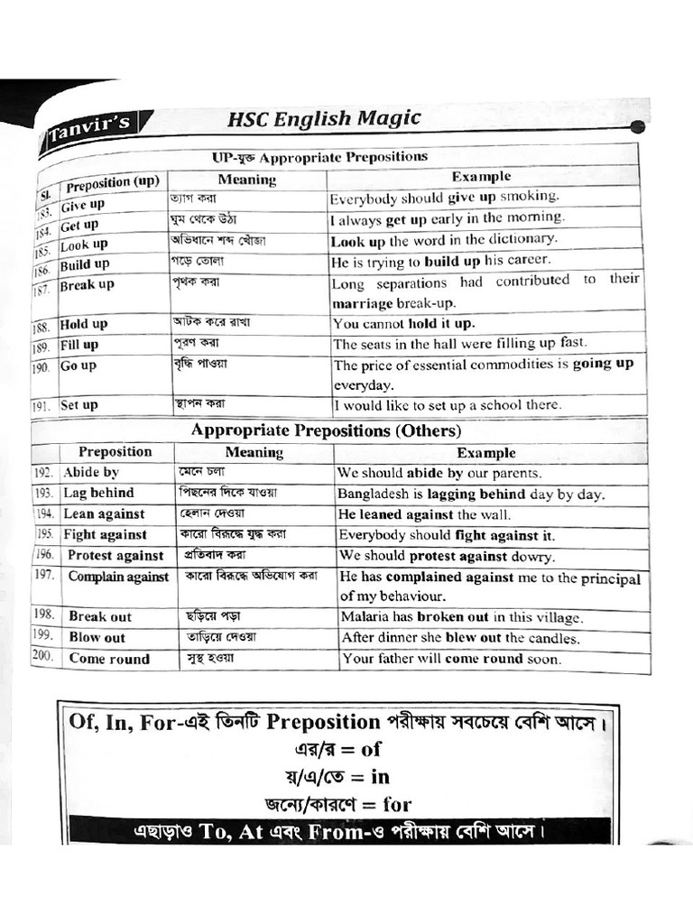 HSC Appropriate Preposition | PDF