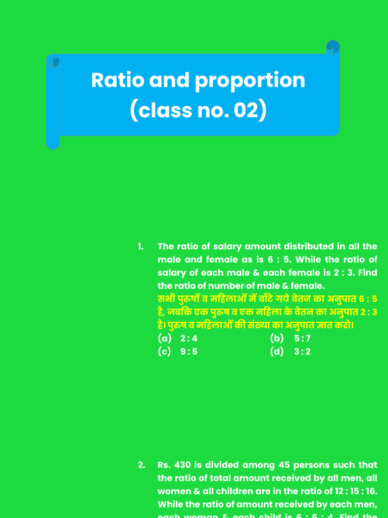 Ratio and Proportion Class No. 02-1 | PDF