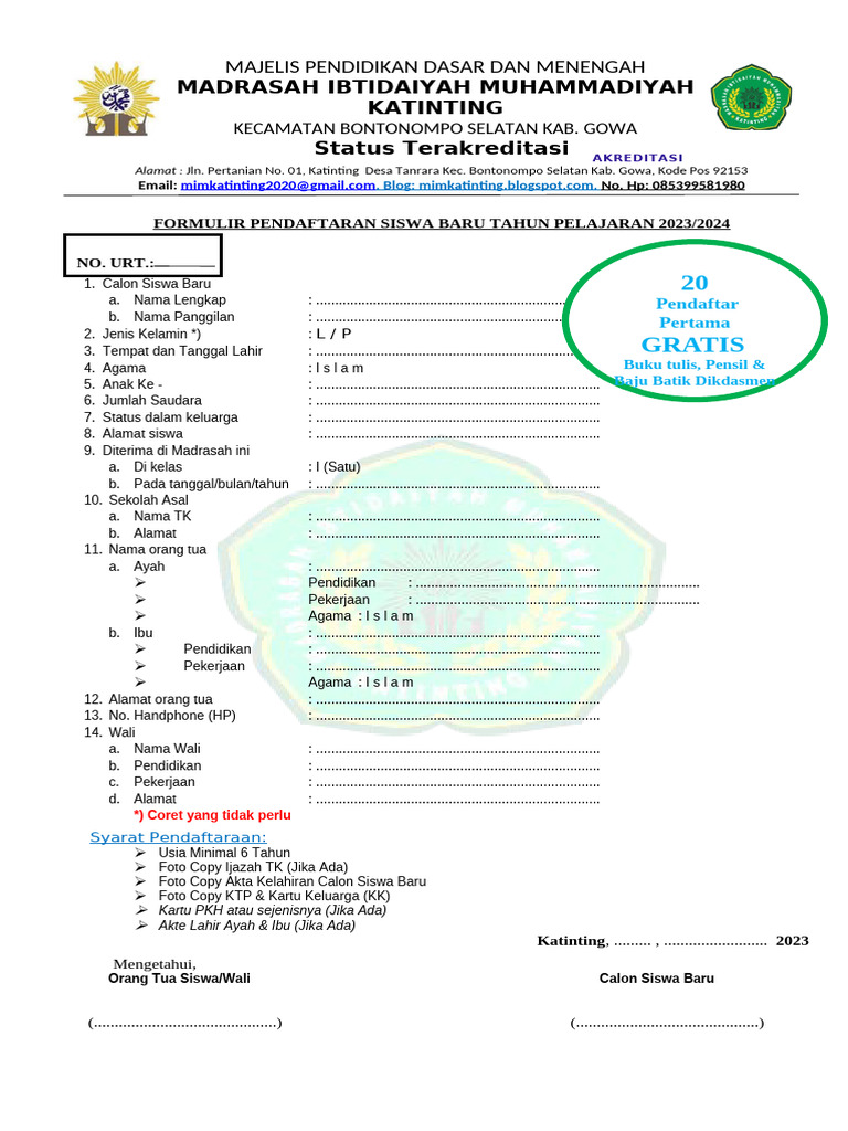3. Formulir PPDB 2023_2024 | PDF