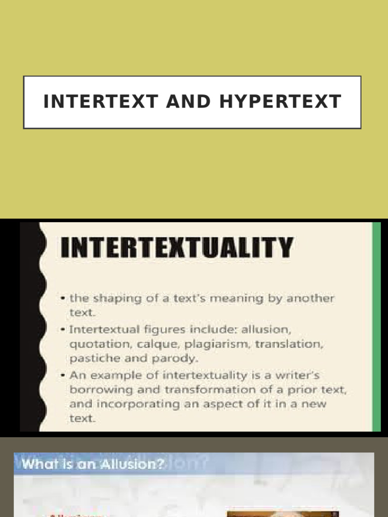 Intertext and Hypertext | PDF | Hyperlink | Intertextuality