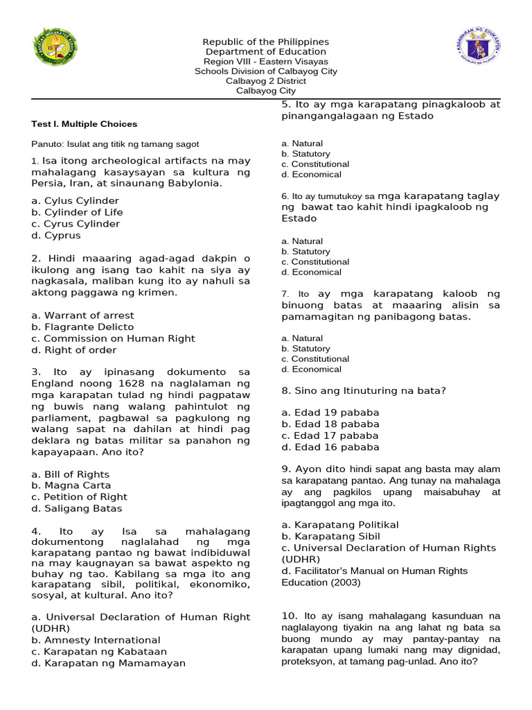 Summative Test | PDF