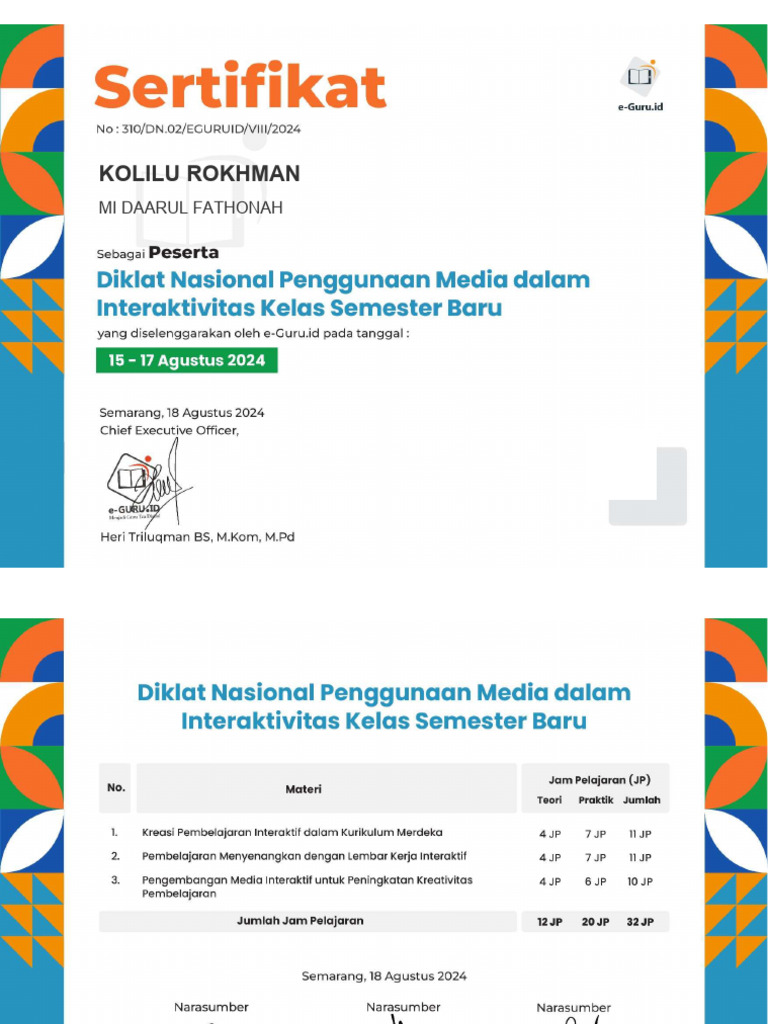 Sertifikat Diklat | PDF