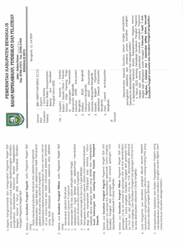 SURAT EDARAN PANGKAT 2025 | PDF