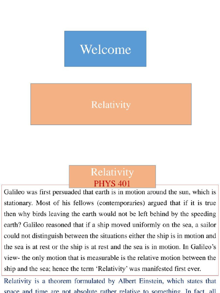 Relativity Saiful Sir Lecture | PDF