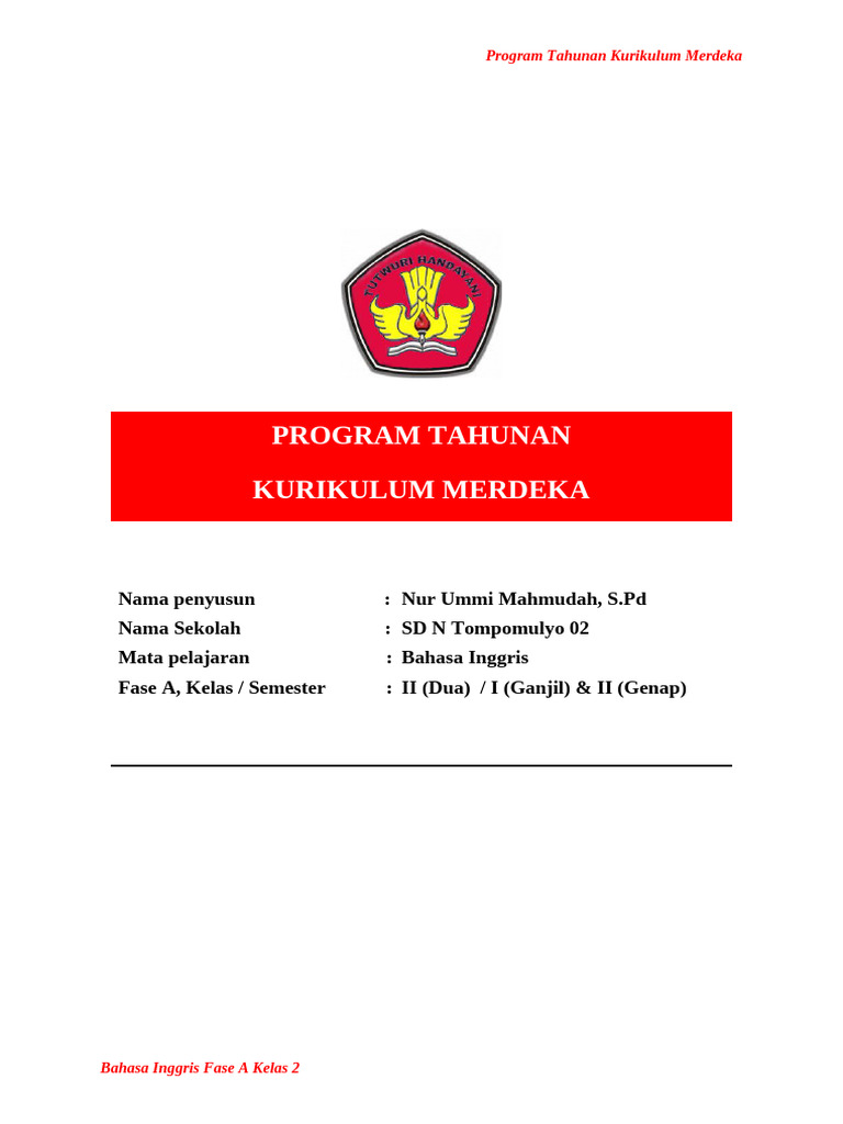 PROTA KUMER SMT 1-2 Bahasa Inggris | PDF