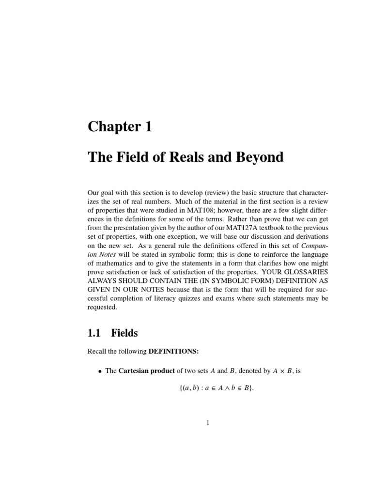 Properties of the Real Number Field | PDF | Field (Mathematics) | Real ...