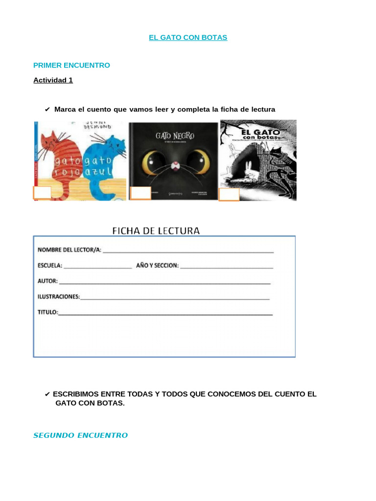 El Gato Con Botas 3° y 4° 2025 | PDF