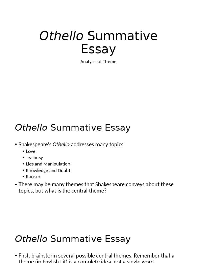 Othello Essay Theme Analysis Guide | PDF | Essays | Othello
