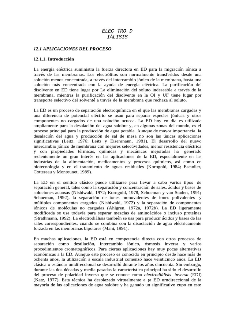 Aplicaciones de la Electrodialisis | PDF | Enlace iónico | Intercambio ...