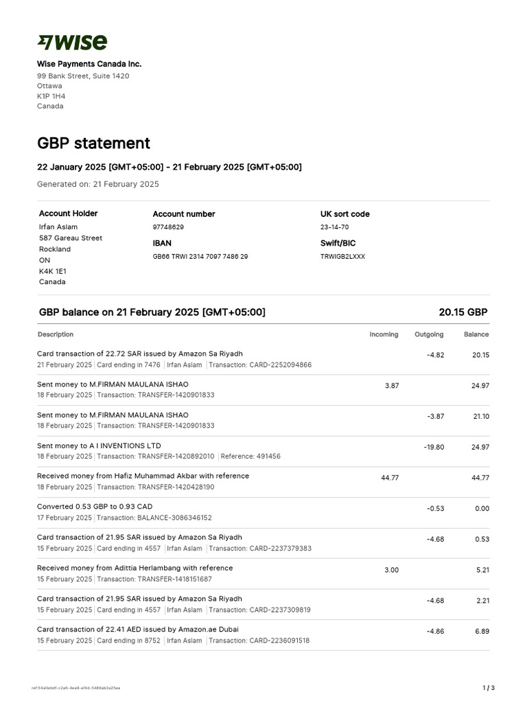 Statement 1 | PDF | Service Industries | Money