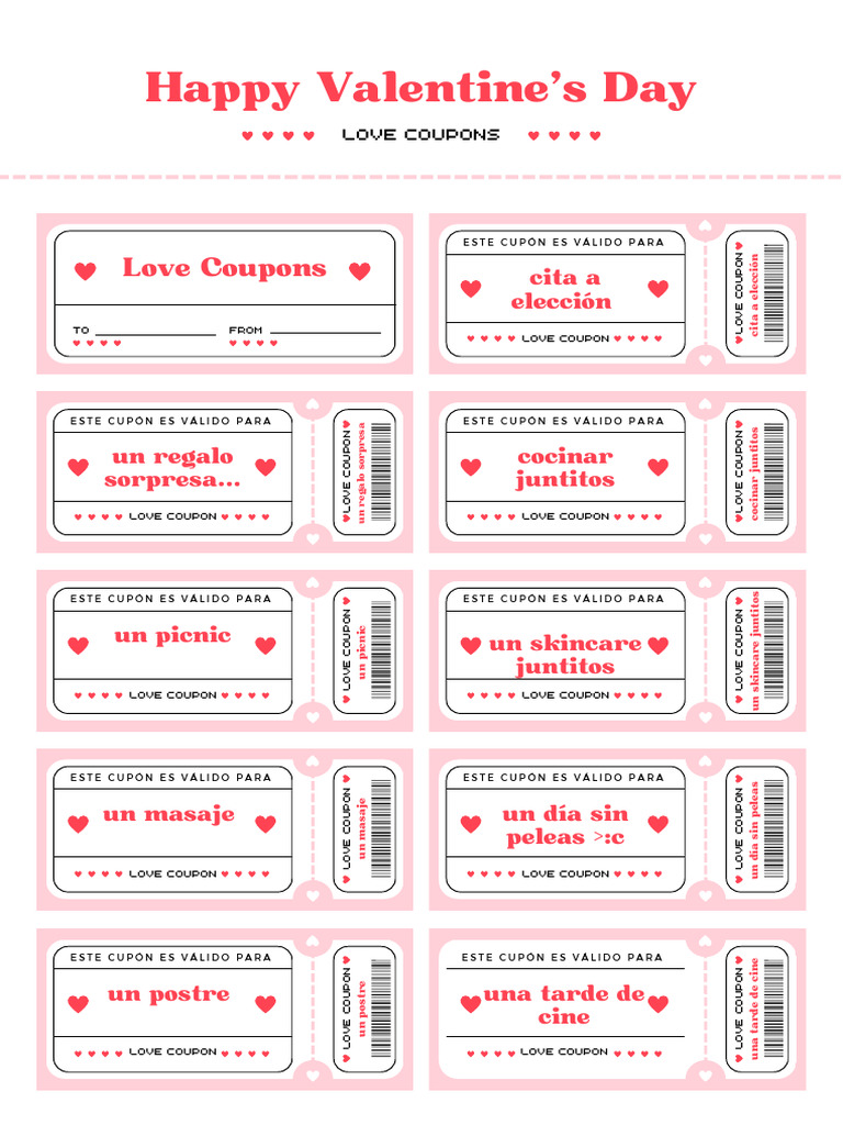 Pink Modern Printable Valentine's Day Tickets Love Coupon - 20241210 ...