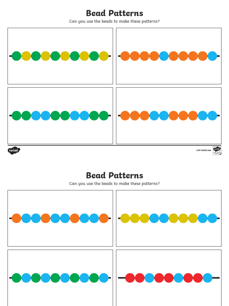 Cfe N 87 Bead Threading Repeating Pattern Activity | PDF