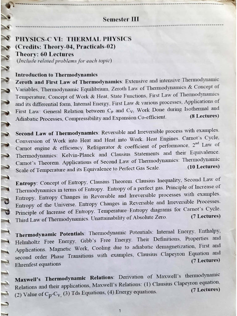 Thermal Physics Sem3 | PDF