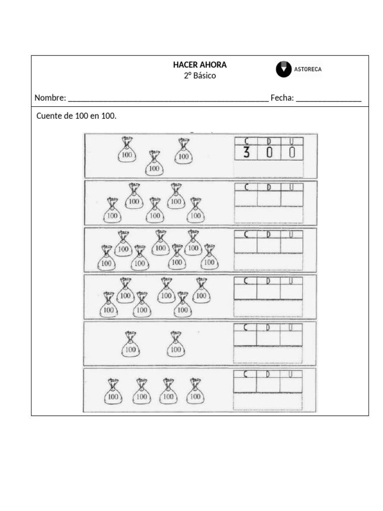 Eje Números - Contar de 100 en 100 | PDF
