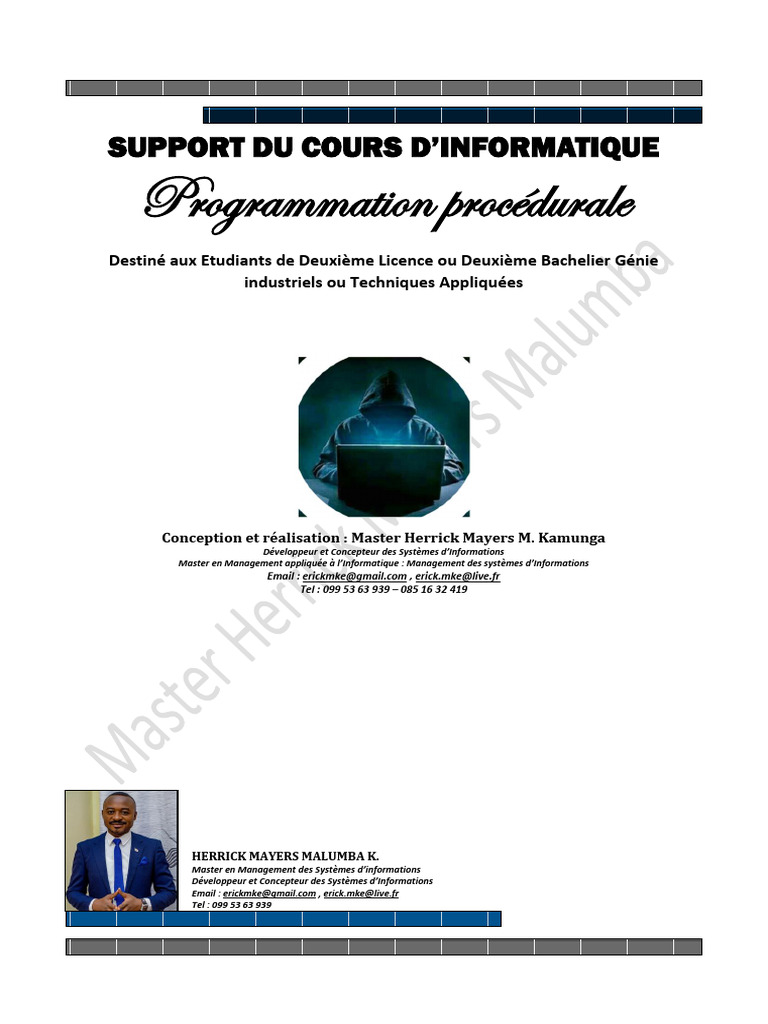 Syllabus Cours Informatique Programmation Procedurale Bac2 Genie | PDF | Programmation ...