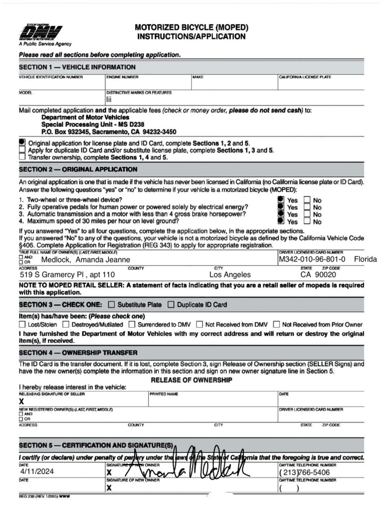 DMV Moped Registration | PDF | Vehicle Registration Plate | Vehicles