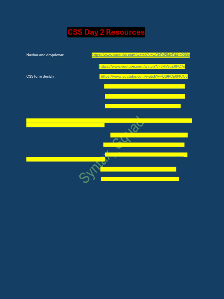 Syntax Squad CSS Day-2 Resources | PDF