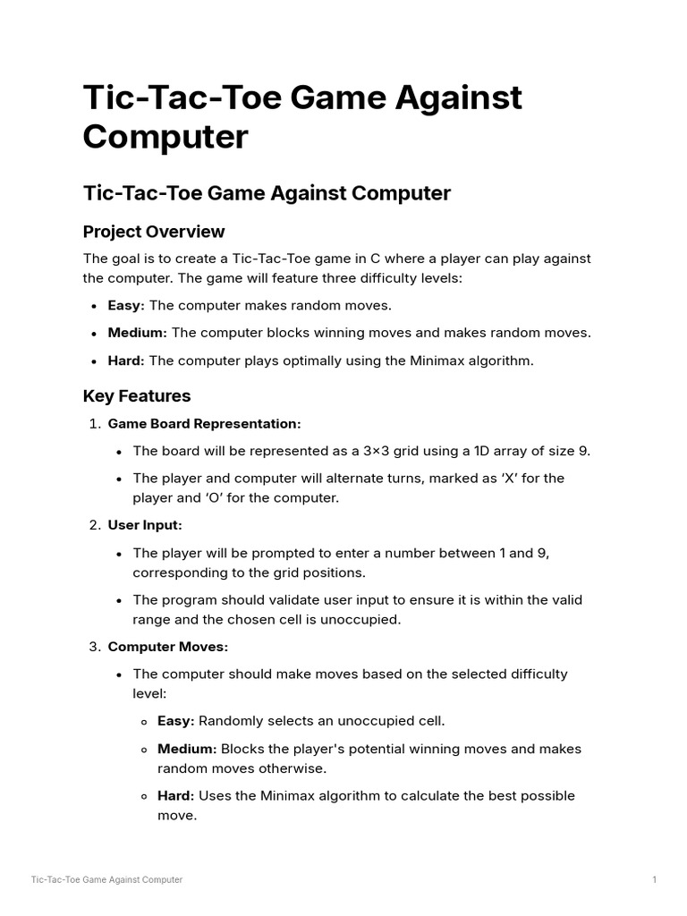 Tic-Tac-Toe Game Against Computer | PDF | Algorithms | Computer Program