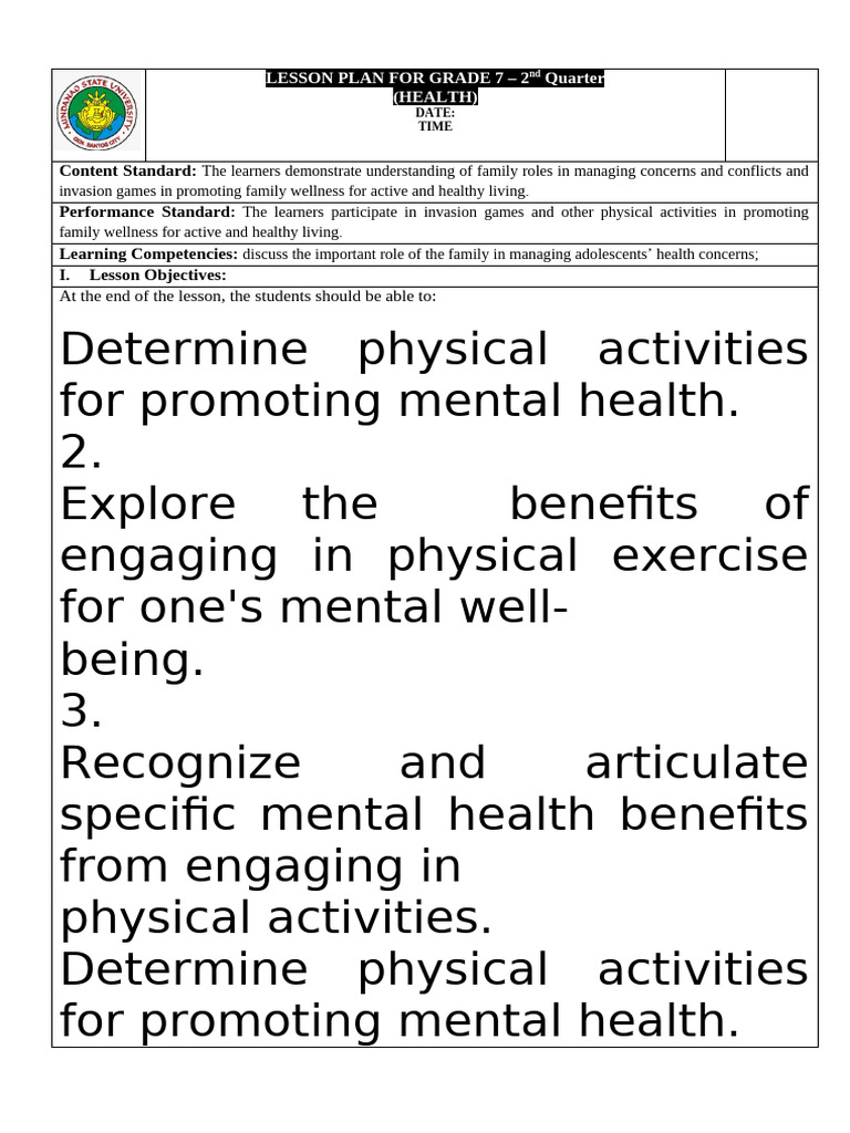 Final-Lesson-Plan G7Q2 XHYE | PDF | Adolescence | Psychology