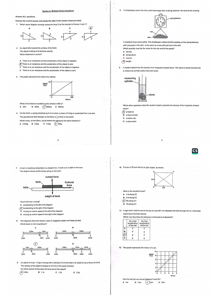 Physics Term 1 2024 - Exam - Marking - Scheme | PDF