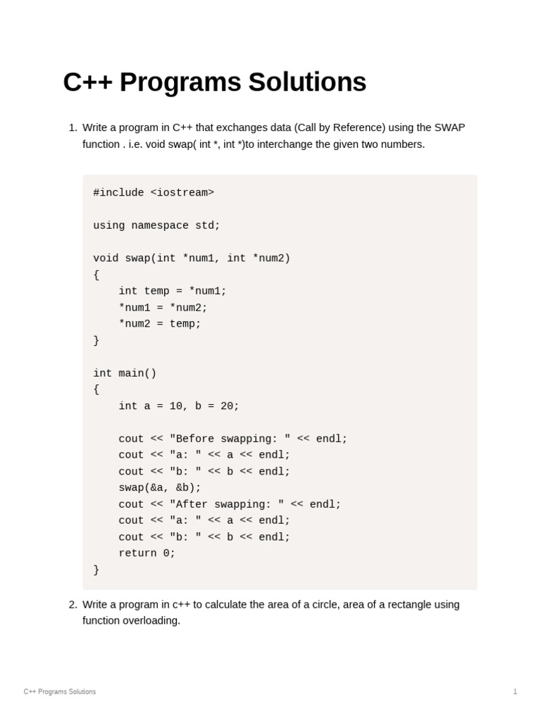 C++ Programs Solutions (Practicals)_ad13a537-6b36-416f-8c02-46527c1b190d | PDF | Integer ...