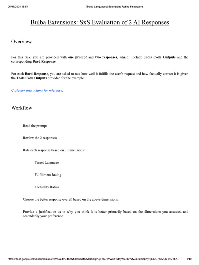Bulba Extensions SXS Evaluation of 2 AI Responses | PDF